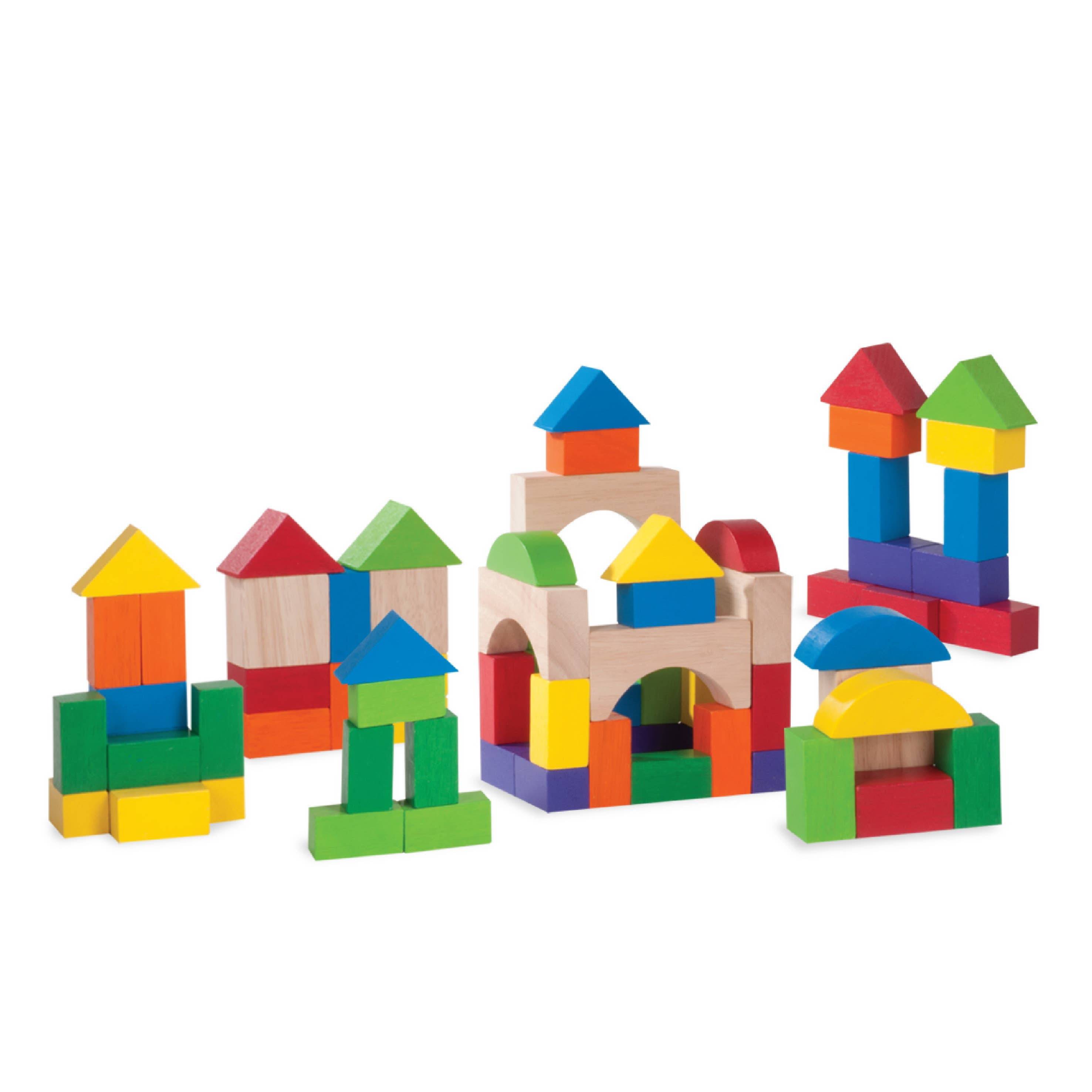 Colourful Wooden Building Stacking Blocks - 75 Piece Box Set ...